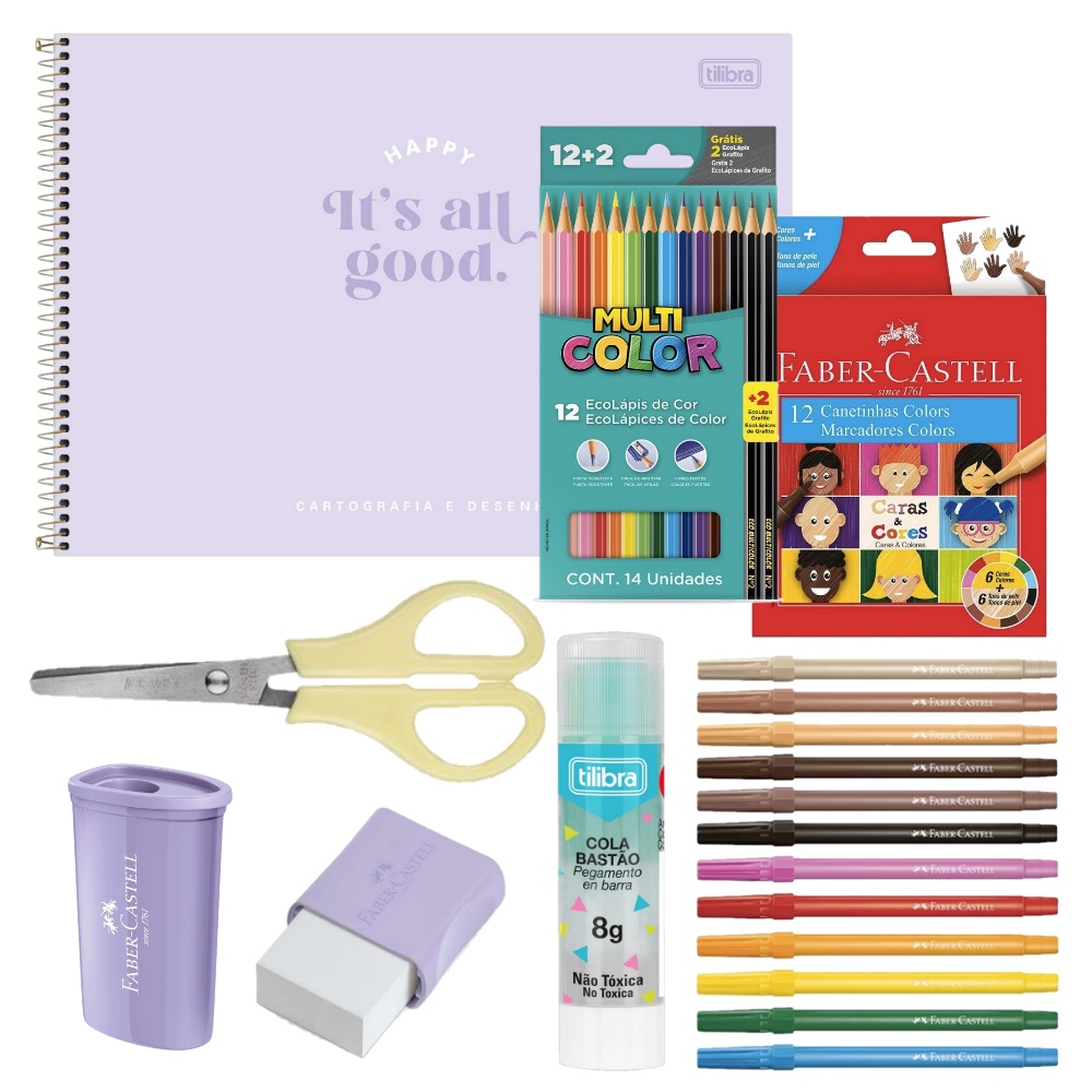 Kit Material Escolar Desenho Infantil TILIBRA - Escolha a Cor | Shopee ...