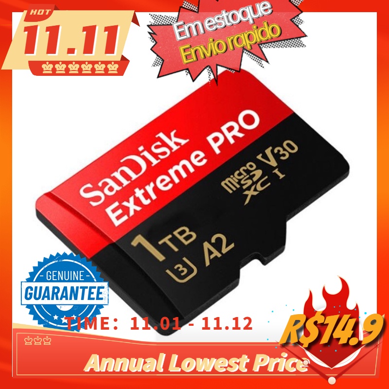 100% original sandisk classe 10 cartão sd cartão microsd tf 64gb 128gb 256gb 1T cartão de ...