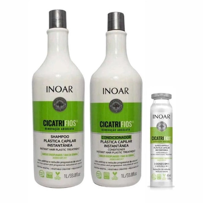 KIT INOAR PLASTICA DOS FIOS SHAMPOO 1L/CONDICIONADOR1L/AMPOLA45ML ...