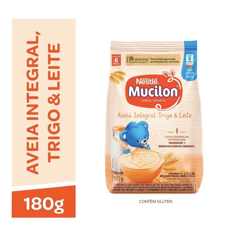 Cereal Infantil Mucilon nestle Aveia Integral, Trigo e Leite 180g ...