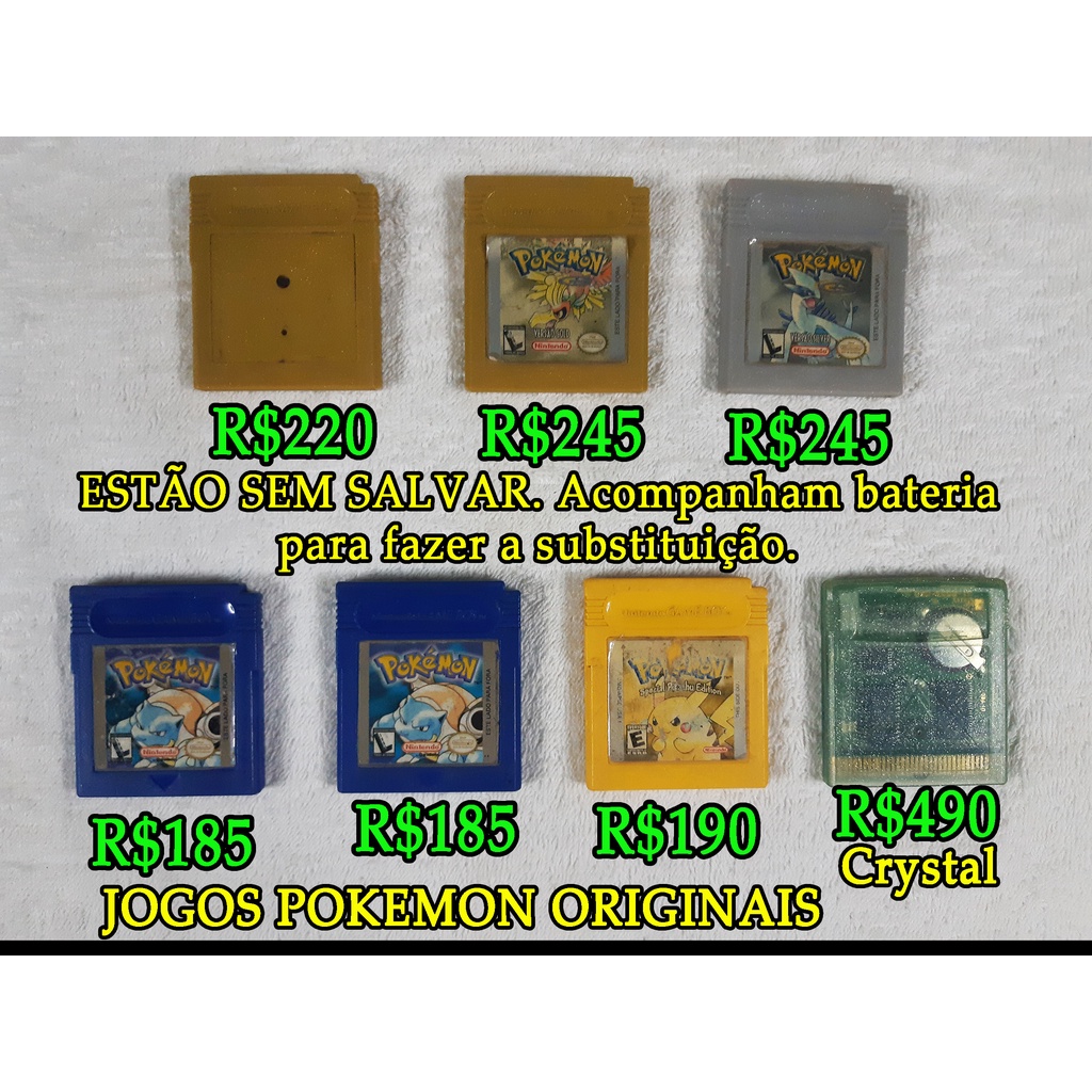 Pokemon Gameboy. Gold, Silver, Amarelo, Azul, Crystal Originais. Trocar ...