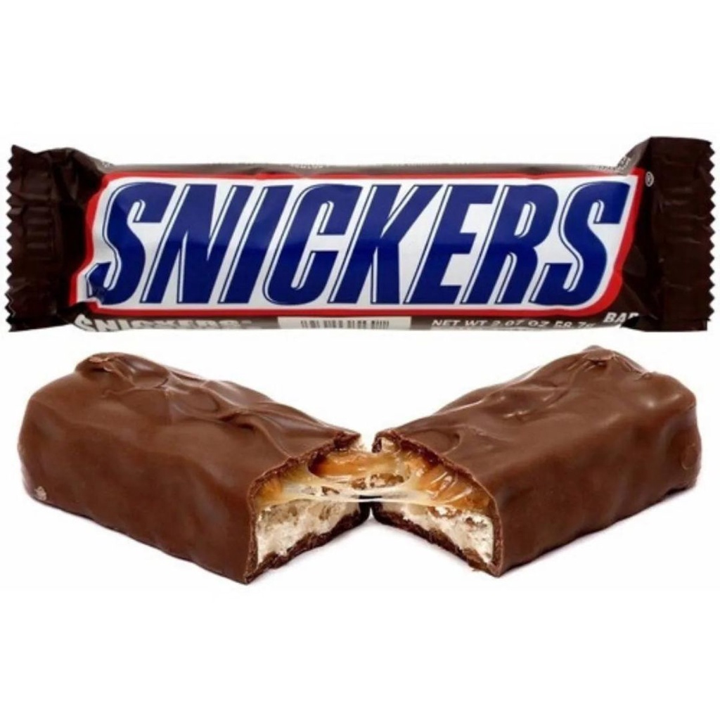 Snickers Caixa com 20 unid. de 45 gramas / Barra recheada com caramelo ...