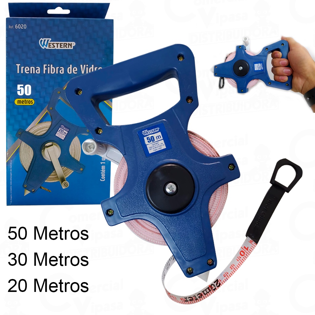 Trena Longa Fibra De Vidro Metrica 20 30 50 Metros Com Manivela ...