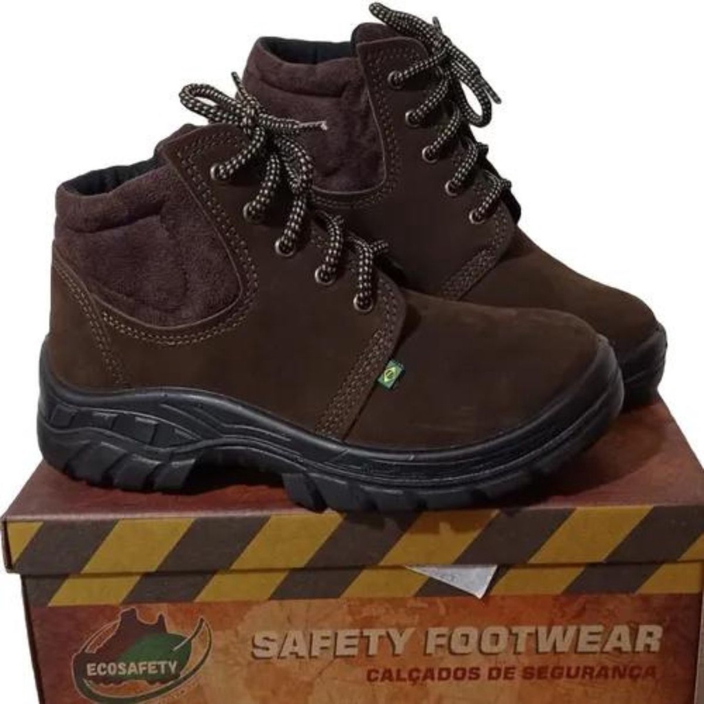 Botina Masculina Sapato de Segurança em Couro Nobuck Leve e Confortável ...