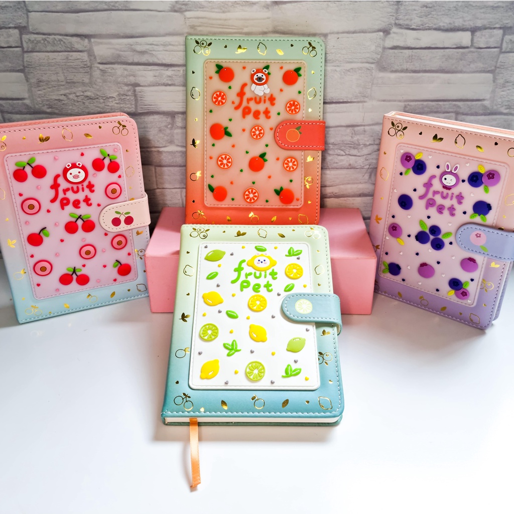 Agenda Diário Caderno Kawaii Fofo Frutinha Fechamento com Imã Fruit Pet ...