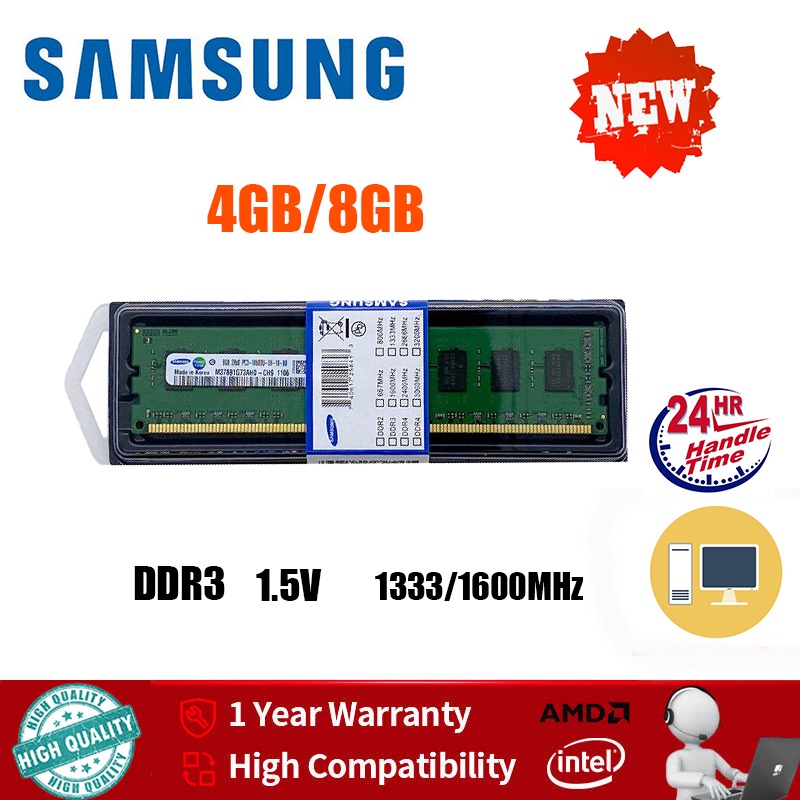 Envio Rápido 】 Samsung DDR3 4GB/8GB 1066/1333/1600MHz Memória PC Ram Dimm 240 Pinos Desktop ...