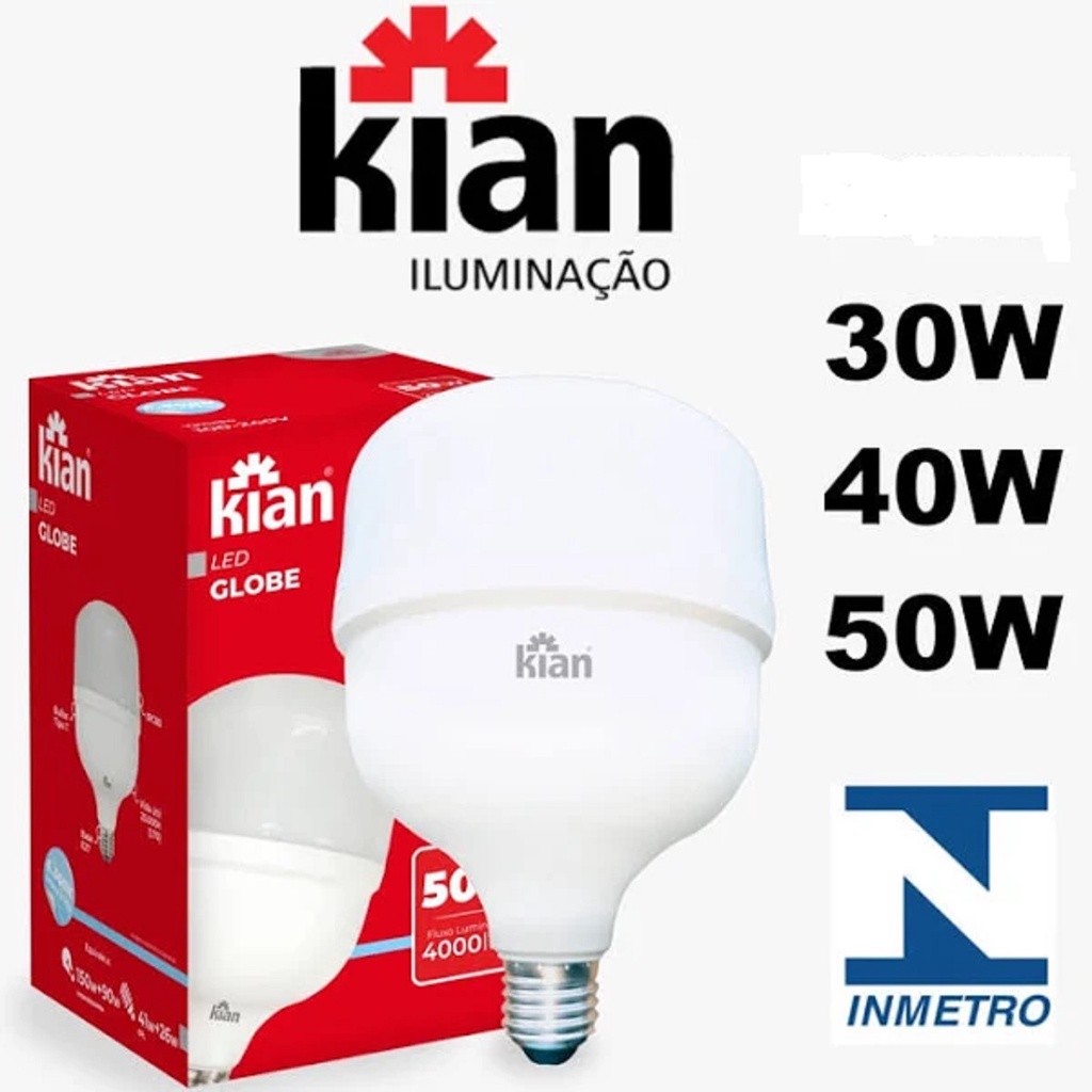 Lâmpadas Kian Led Globe Alta Potência 30w 40w 50w | Shopee Brasil