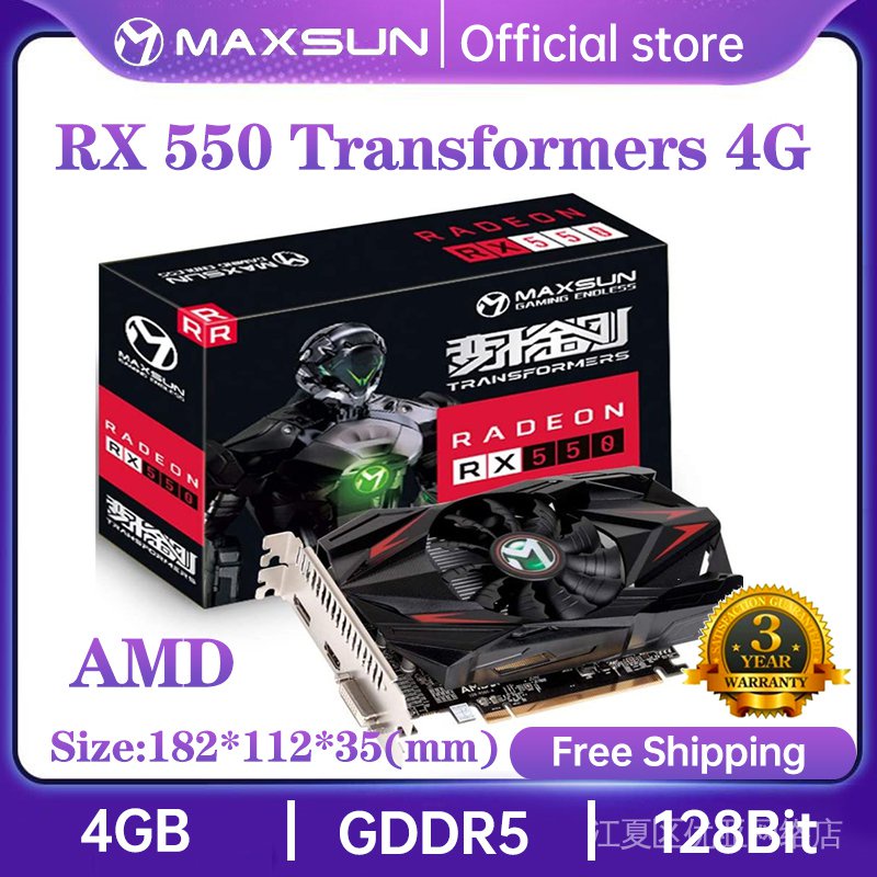 MAXSUN AMD Radeon RX 550 Placa De Vídeo GPU Completa Para PC Gamer ...