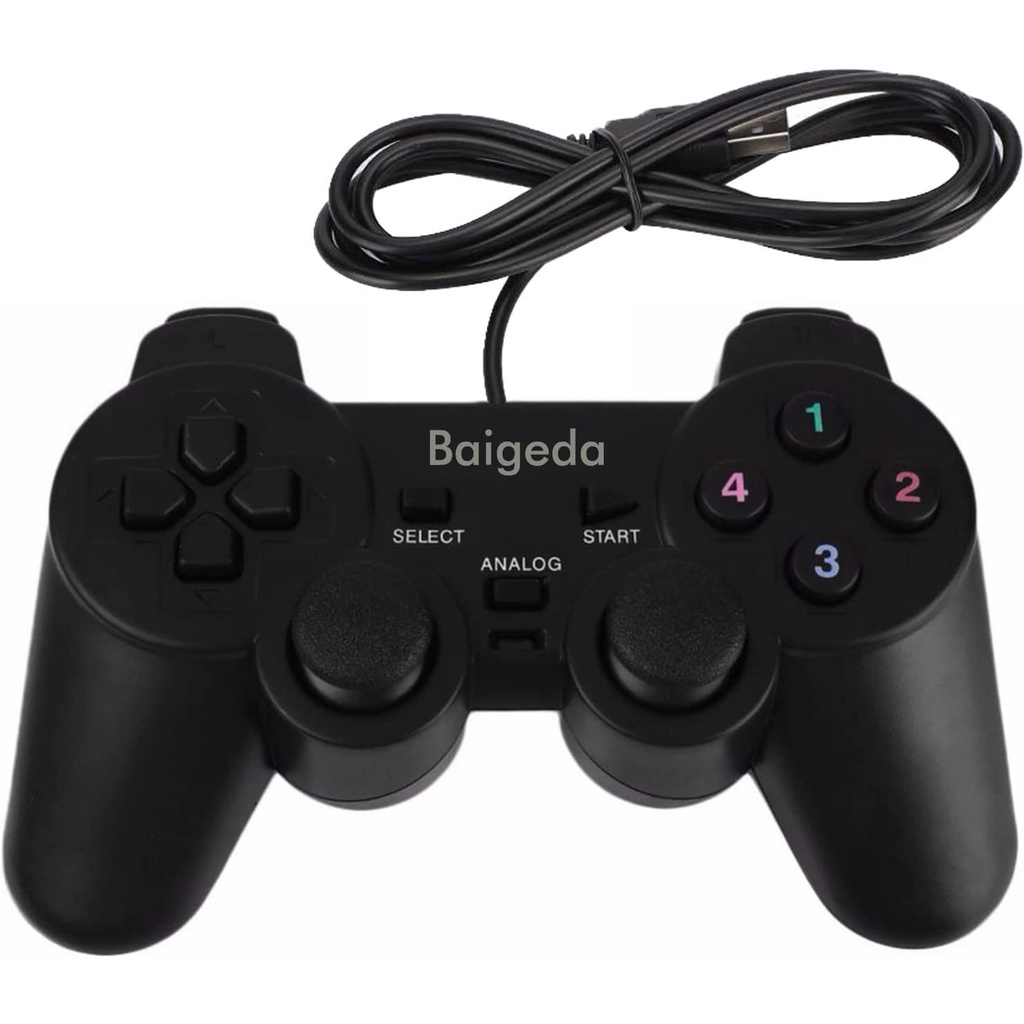 Controle Joystick Preto Usb Dual Shock Pc Computador Com Fio | Shopee ...
