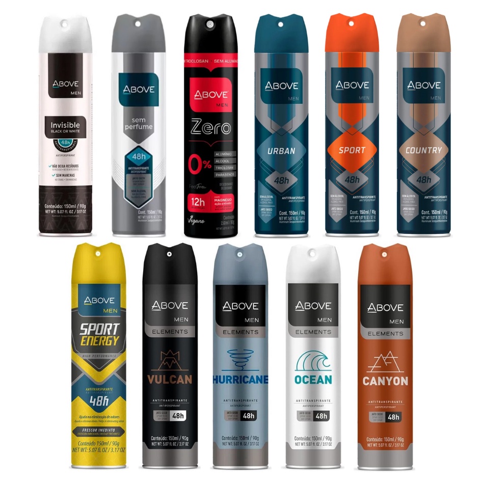 Kit com 6 Desodorantes Antitranspirantes Above Men Aerossol 150ml ...