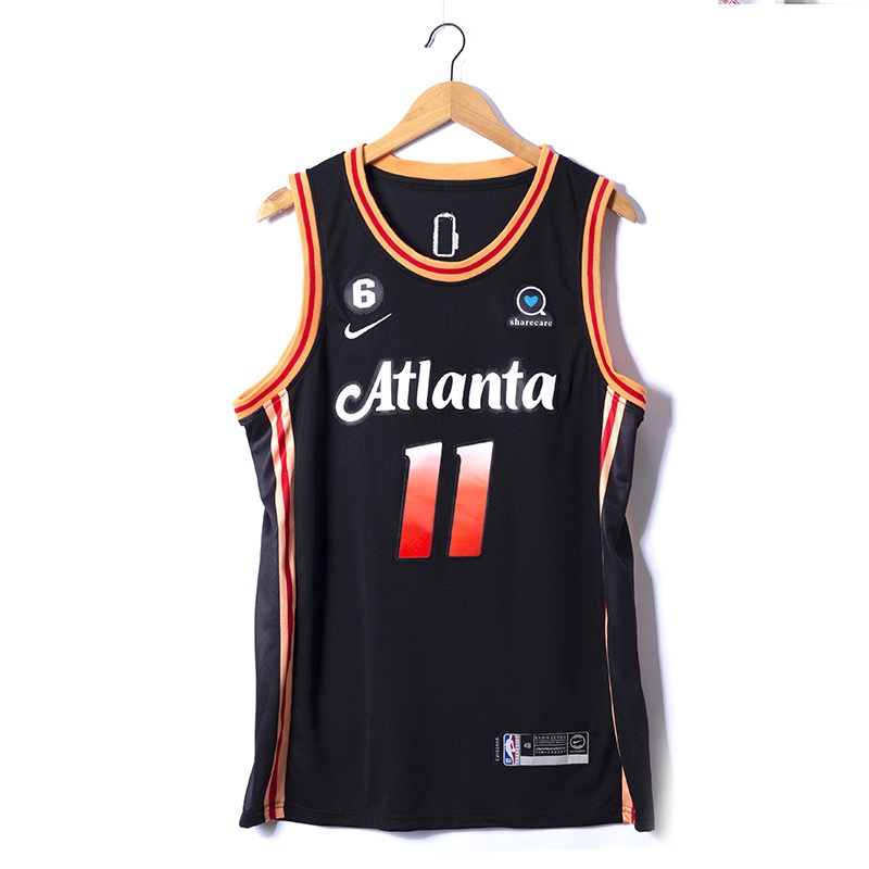 2023 Masculinos Atlanta Hawks Trae Young Camisa De Basquete Preto ...