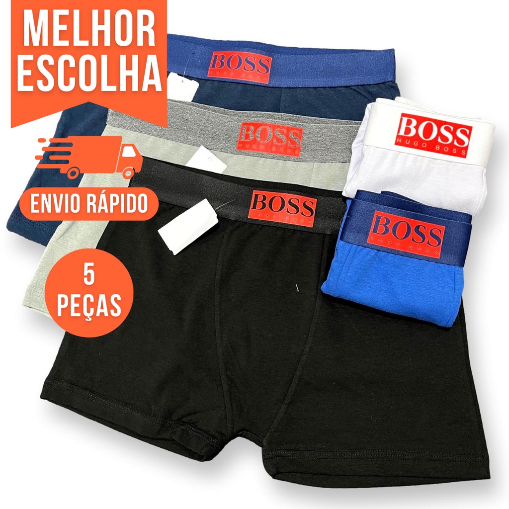Kit 5 Cuecas Boxer Masculino B0ss Algodão Envio Imediato - Desconto no ...