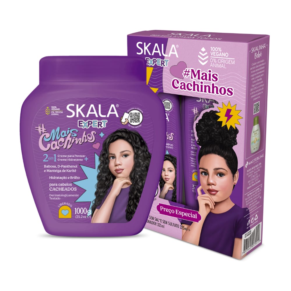Kit Skala Mais Cachinhos Condicionador+Shampoo+Creme de Pentear 1kg ... Kit Skala Mais Cachinhos Condicionador+Shampoo+Creme de Pentear 1kg ...