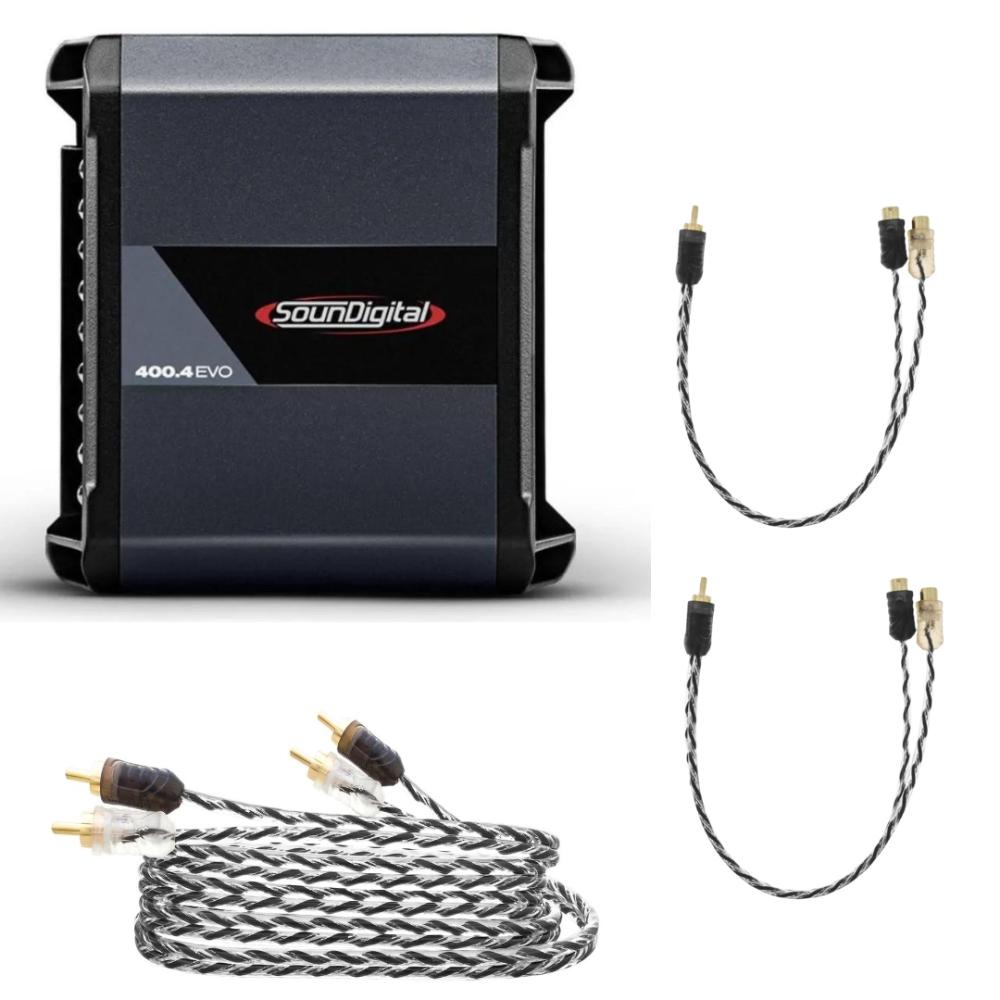 Kit Modulo Amplificador Soundigital SD400.4 +1 RCA +2 Cabo Y ...