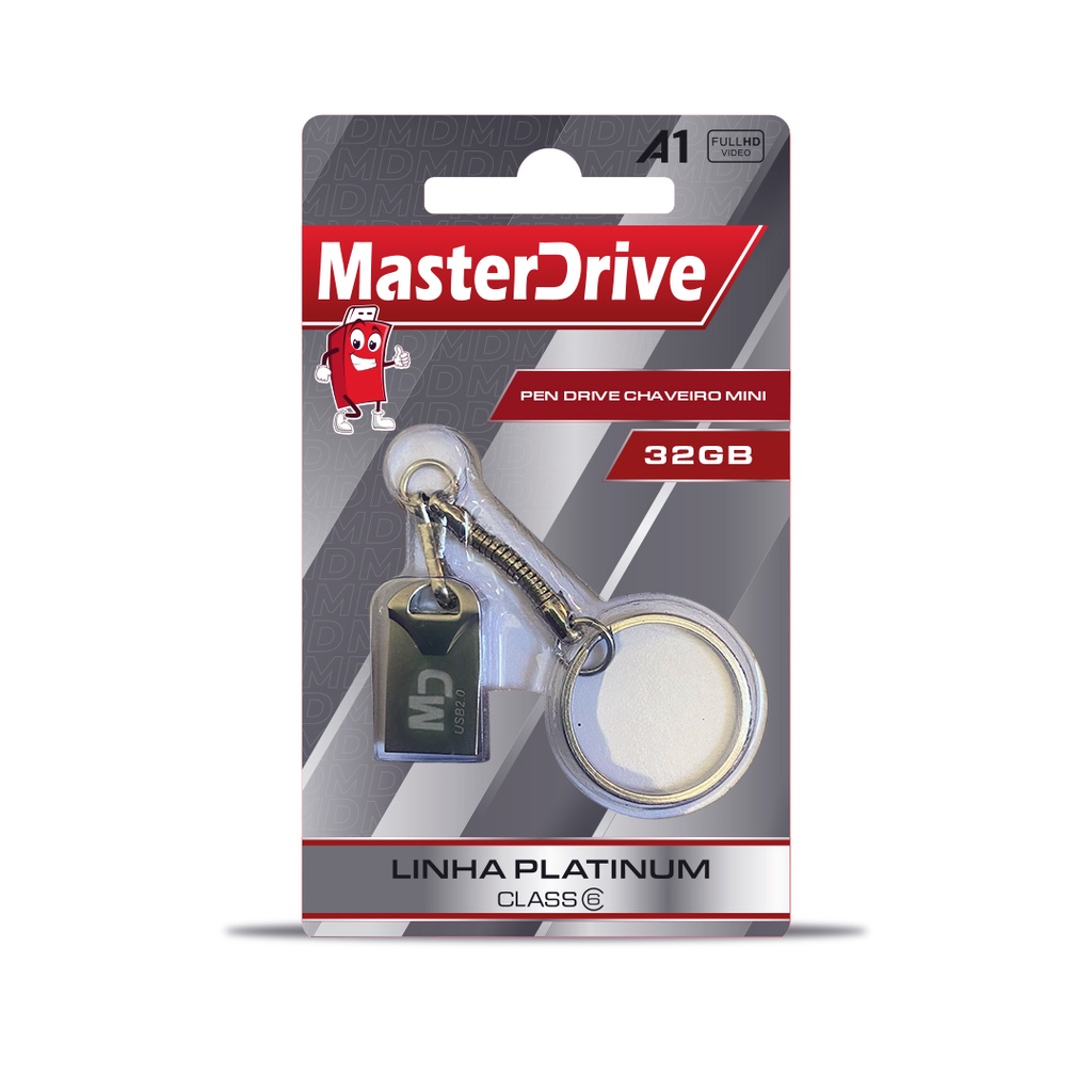 Mini Pendrive 32GB Tipo Chaveiro Linha Platinum MasterDrive Original ...