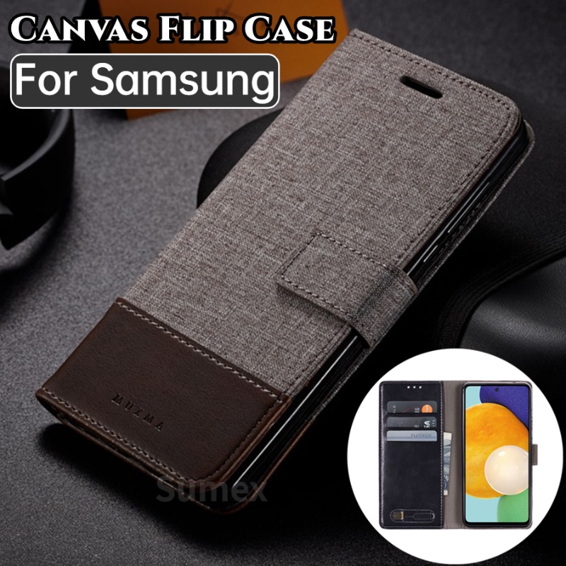 Capa Flip De Tecido Para Samsung Galaxy A73 A72 A53 A52 A52S A33 A32 A23 A22 A13 M62 M53 M52 M51 ...