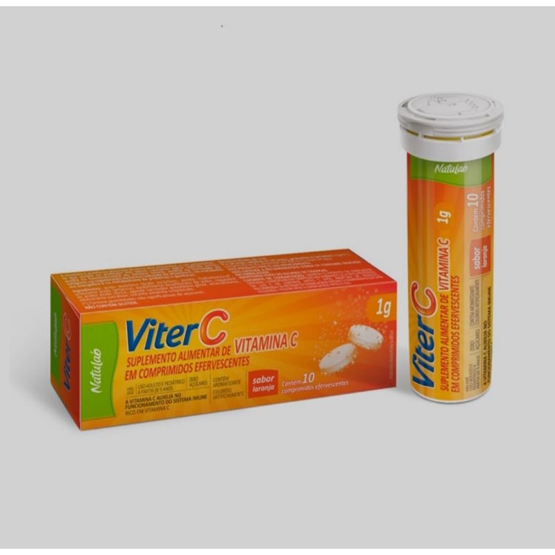 Viter C 1g Sabor Laranja 10 Comprimidos Efervescentes | Shopee Brasil