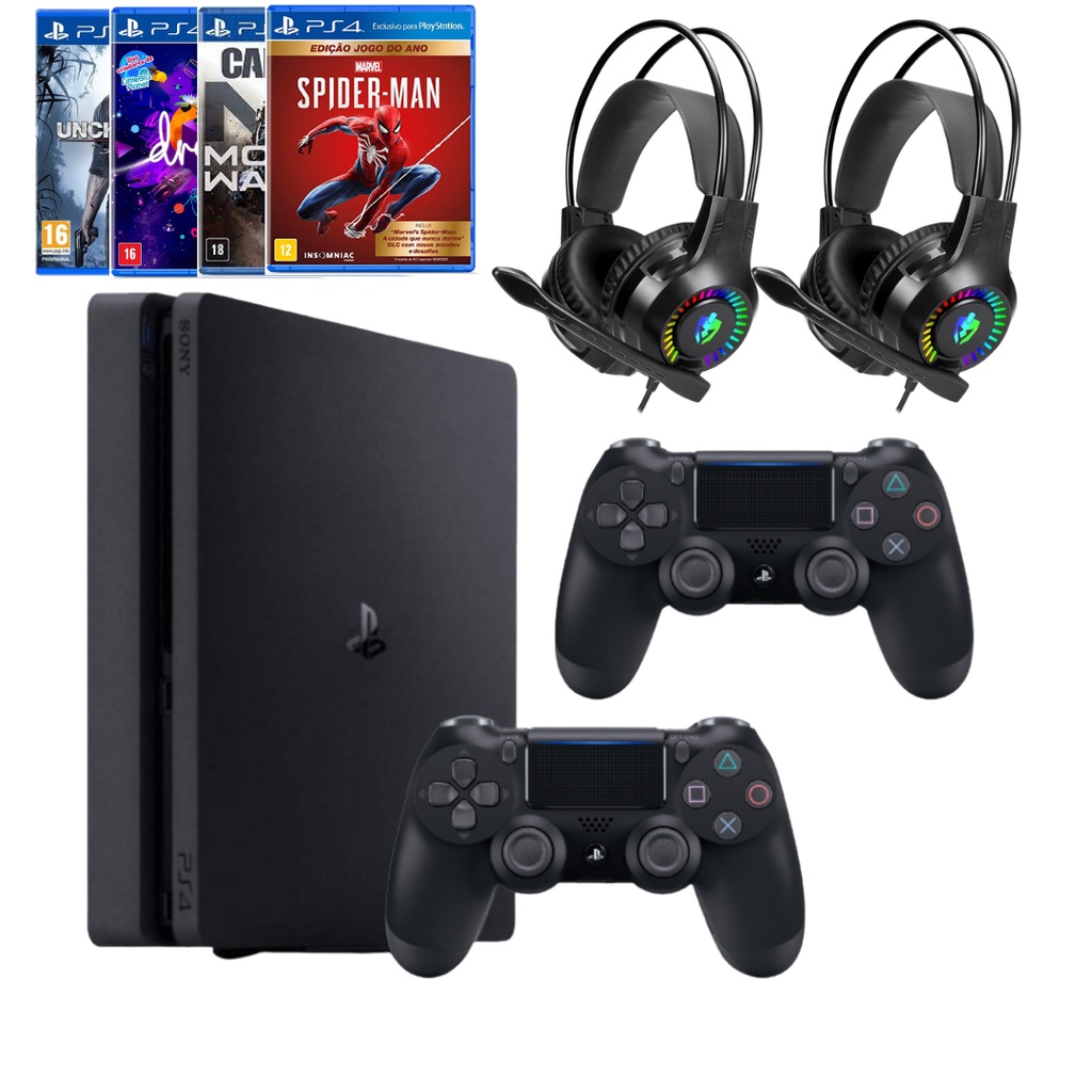 Video Game Ps4 1TB semi novo com 2 controles + 2 headset + 1 jogo ...