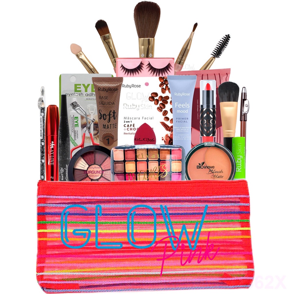 Kit Maquiagem Completa Ruby Rose com Necessaire | Shopee Brasil