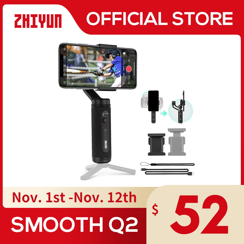 ZHIYUN Estabilizador Manual Oficial SMOOTH Q2 3 Eixos Smartphone Gimbal De Bolso Para iPhone 14 ...