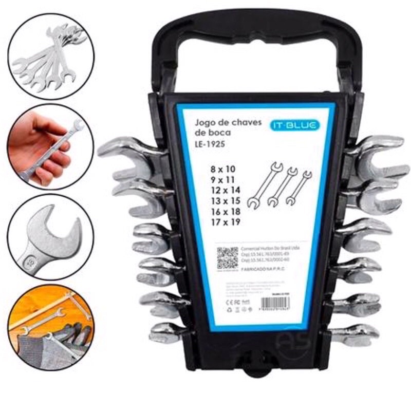 Kit Chave de Boca 8 a 19mm Jogo com 6 peças - Desconto no Preço