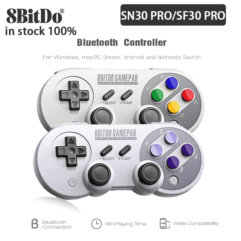 8BitDo SF30 Pro/SN30 Controlador Gamepad Bluetooth Sem Fio Com Joystick ...