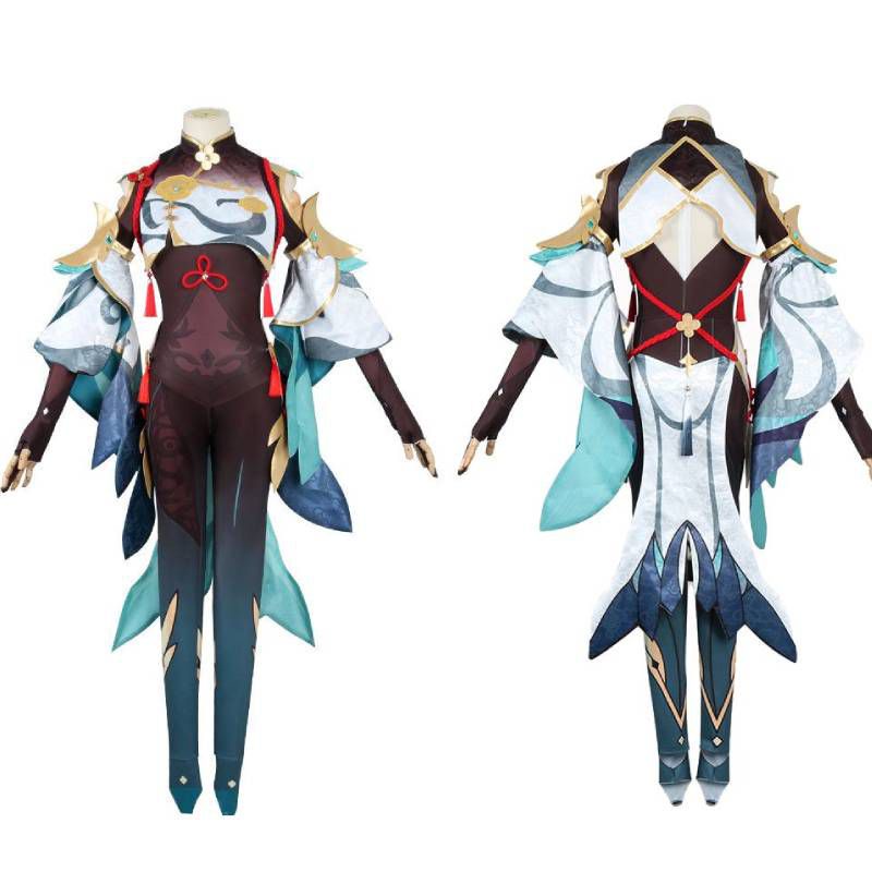 Genshin Impact girl Shenhe Cosplay Costume Shenhe Jumpsuit Wig Shen He ...