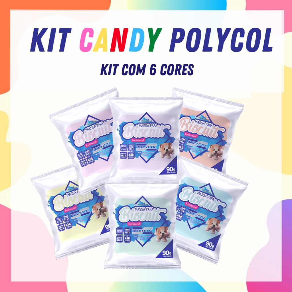 Kit Biscuit Massa Polycol Colorido - Cores Candy 90 Gramas 6 Unidades ...