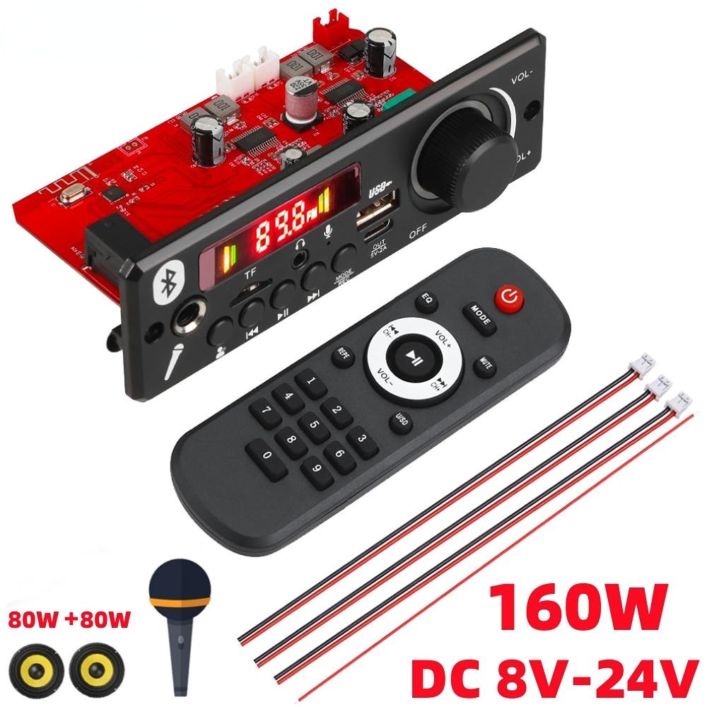 2 * 80W 160W Amplificador Bluetooth MP3 Decodificador Placa 12V DIY MP3 Player Carro Rádio FM ...