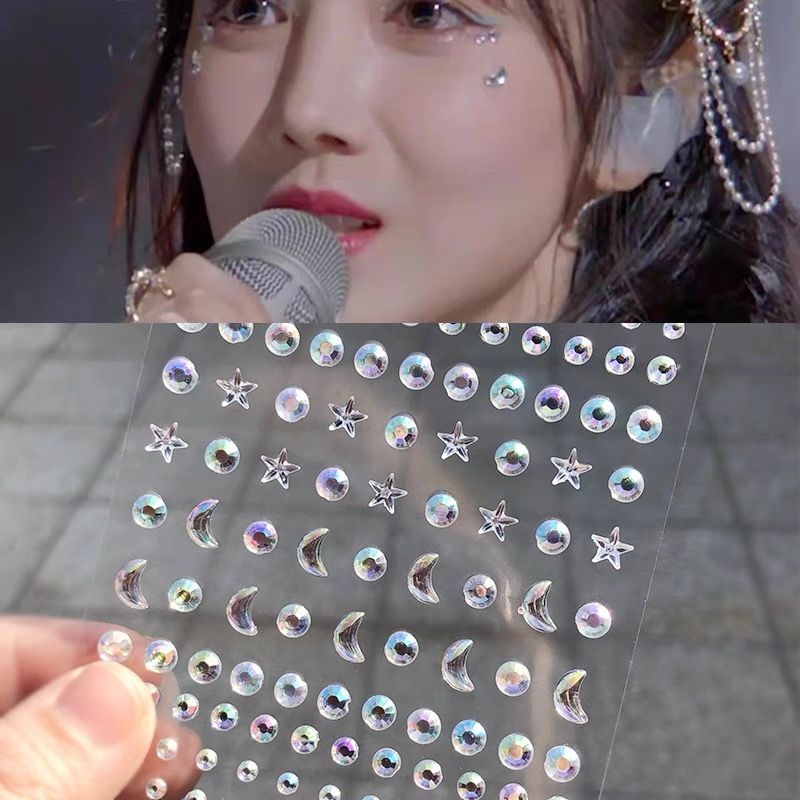 Estoque Pronto # Chen Xiaoyun Mesmo Estilo Lua Adesivo Diamante Rosto ...