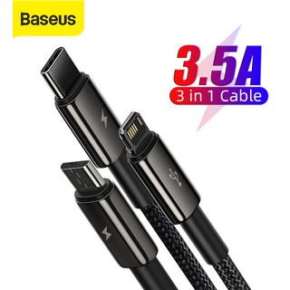 Cabo Baseus 1.5M 3 Em 1 USB Tipo C Para iphone 13 Pro Max 12 Micro Android De Telefone Móvel 12 ...