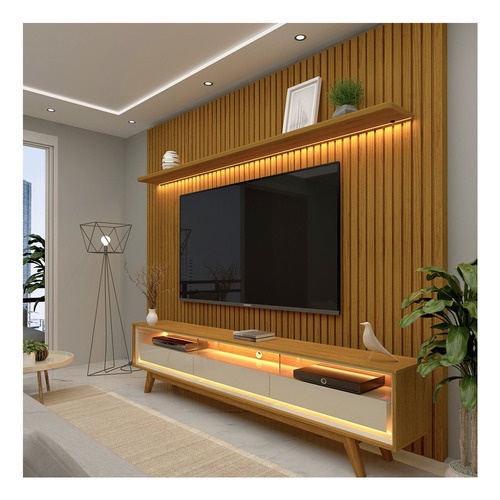 Painel Ripado Com Rack Para Tv Até 75 Polegadas Led 3 Ie | Shopee Brasil