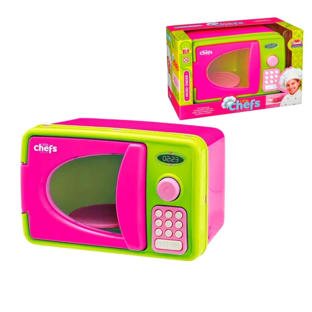 Micro-ondas Infantil - Cozinha feliz - Rosa e Verde - Pequena chef ...