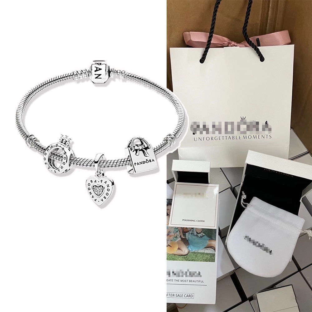 Pulseira de Pandora Prata 925 Bracelete Berloques com Bolsa de Veludo ...