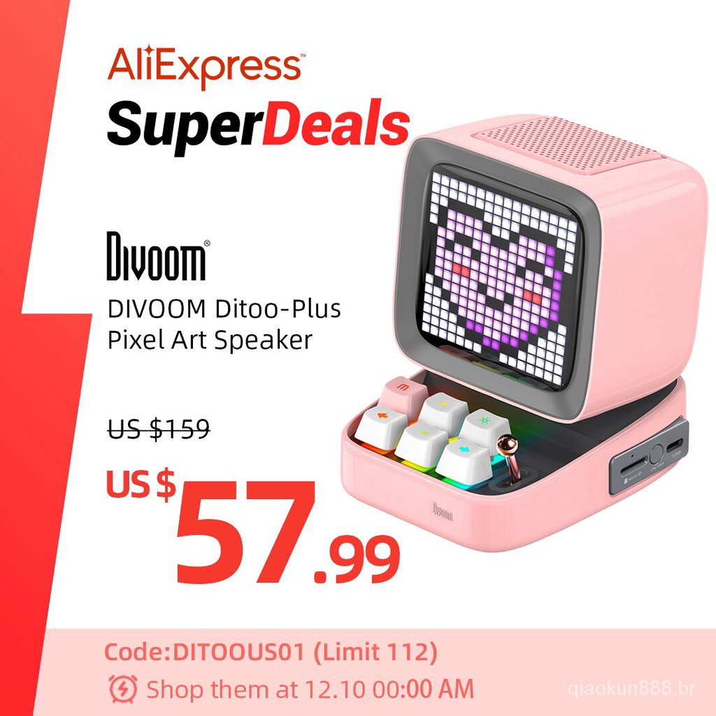 Divoom Ditoo-Plus Retro Pixel Art Bluetooth Portátil Alto-Falante ...