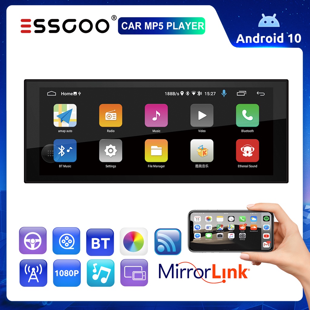 ESSGOO Único Din Android 10.1 Car Stereo Radio 1 + 16 Gb Touch Screen ...