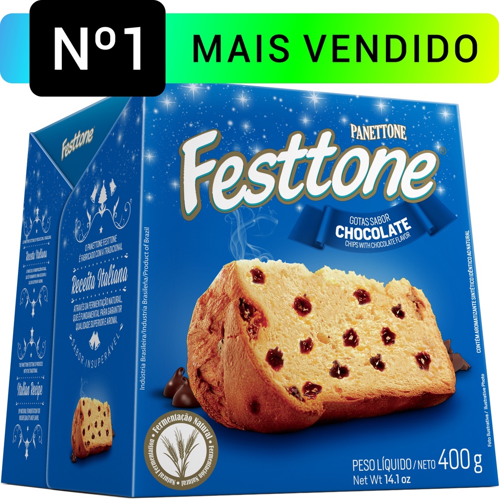 Panetone Chocotone Festtone Gotas De Chocolate 400g | Shopee Brasil