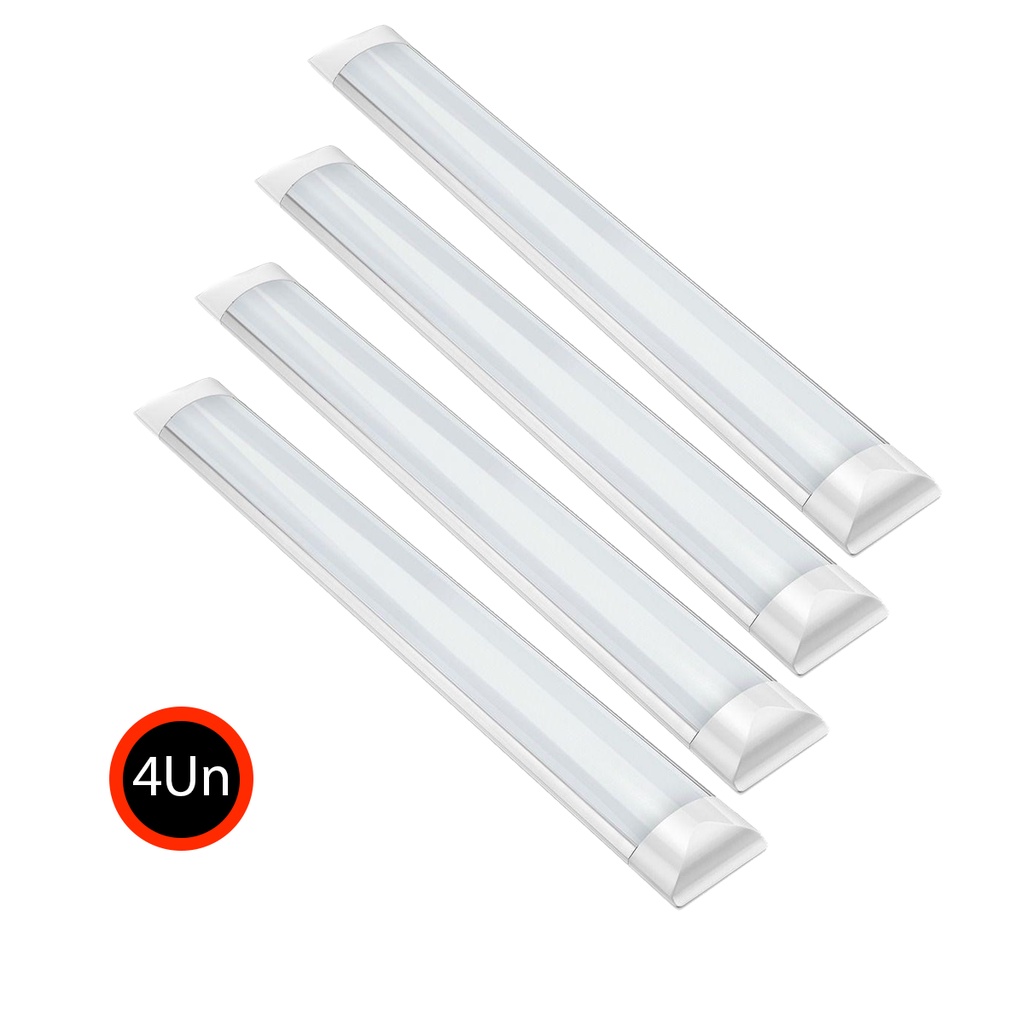 KIT 4 LUMINARIAS TUBULAR LED 36W 1,20CM BIVOLT BRANCO FRIO | Shopee Brasil