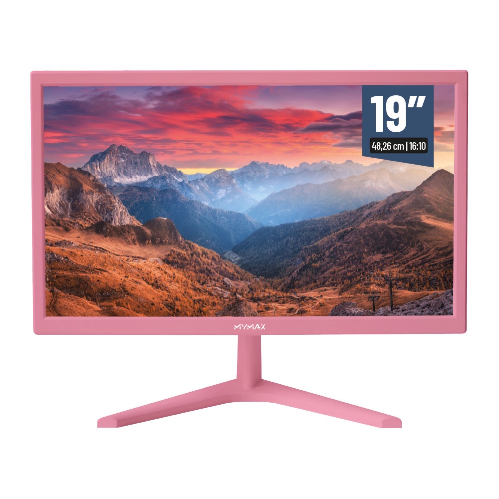 Monitor 19' HD LED, 60hz, HDMI, VGA, 3.6ms Rosa - MYMAX - Escorrega o Preço