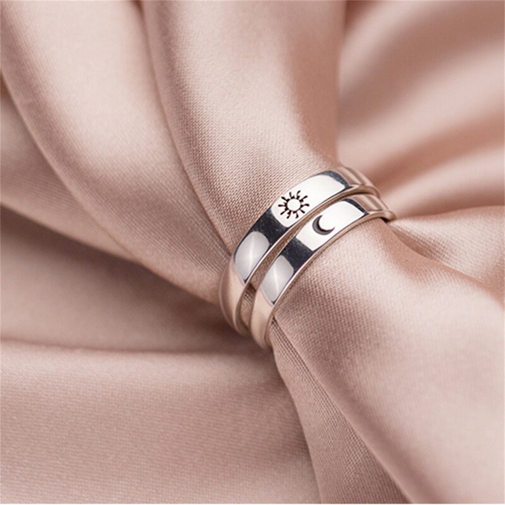 Par Anel Sol e Lua Casal Namorados Compromisso Amizade Ajustável | Shopee Brasil