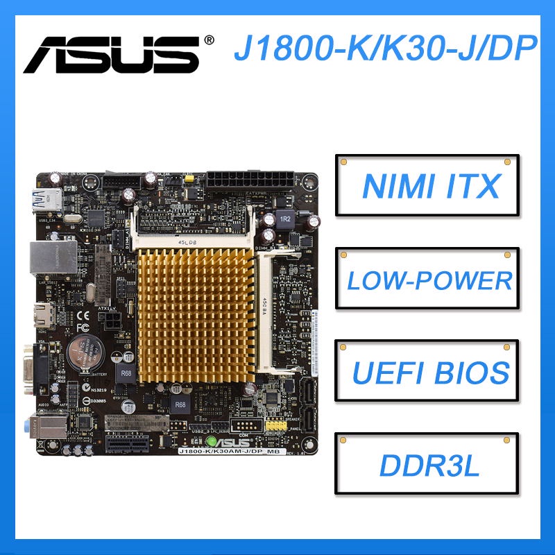 Placa-Mãe Mini itx asus J1800-K/K30-J/dp ddr3 Integrada J1800 cpu hdmi ...