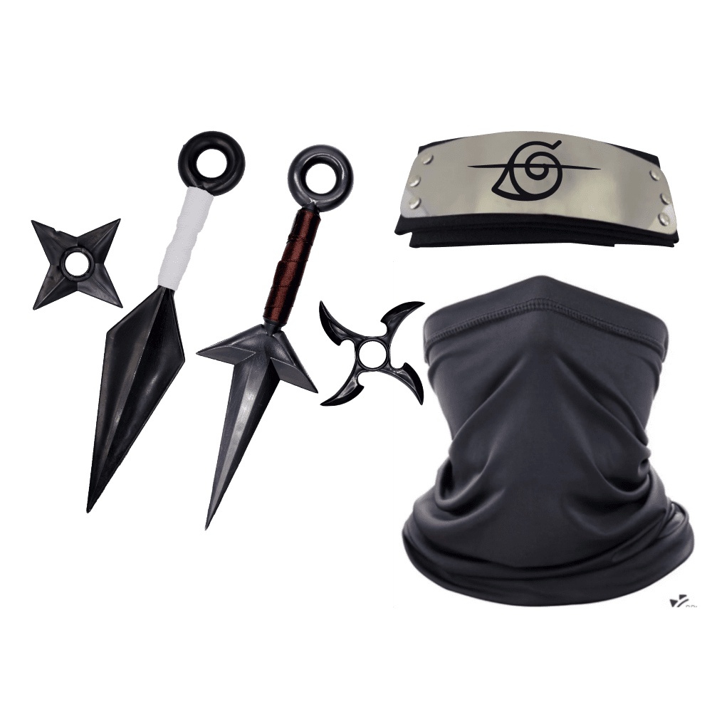 Bandana Renegado Naruto Flexivel + Balaclava Kit Ninja com Kunais e ...