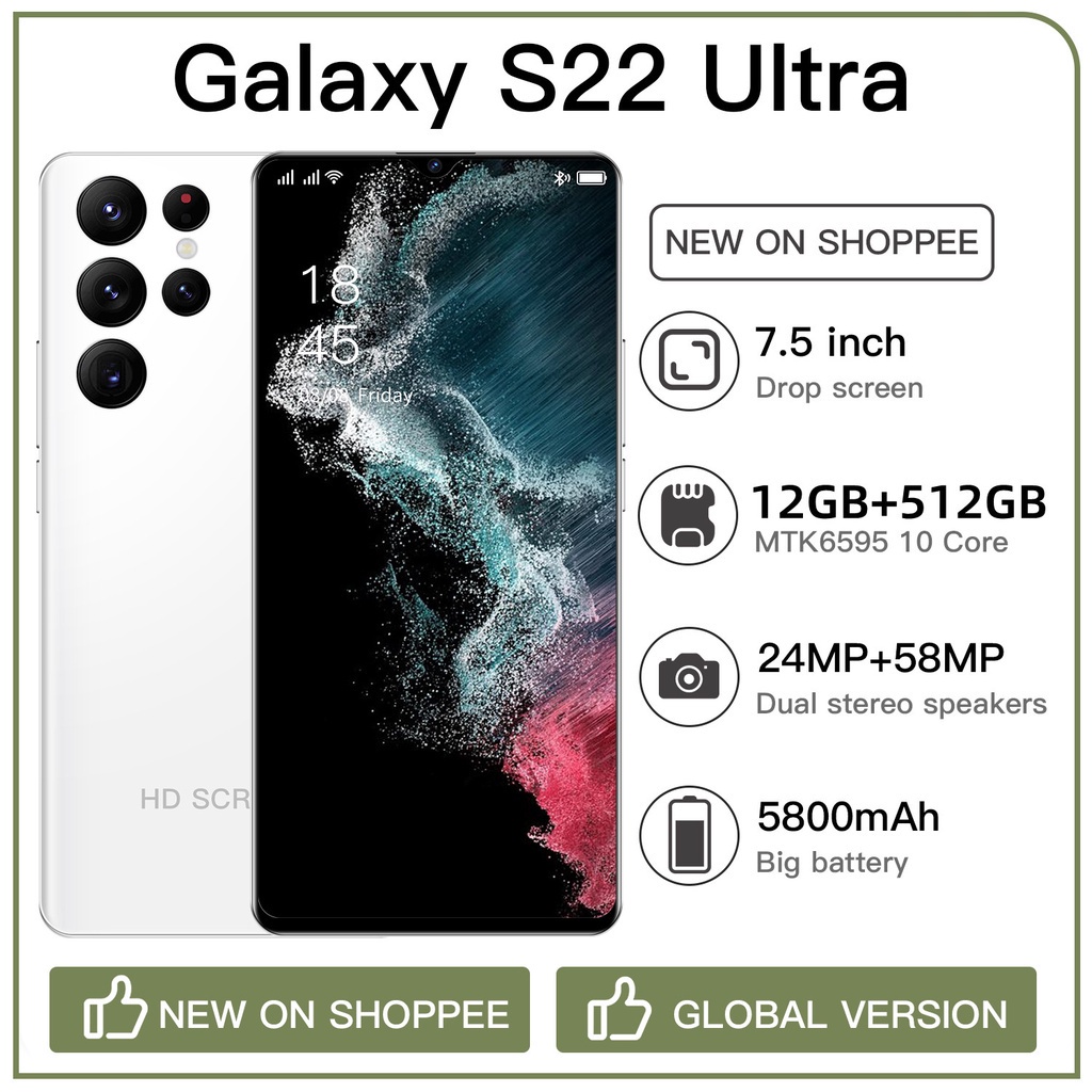 celulares Galaxy S22 Marca Telefone Original Smartphone 12+512GB Smartphone de 7,5 polegadas com ...