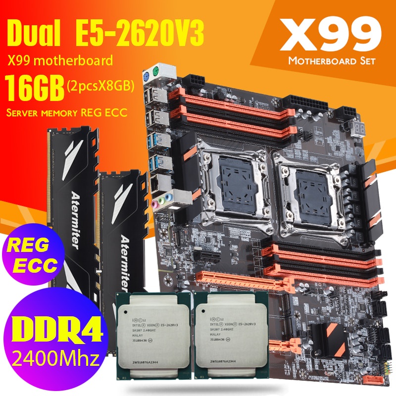 Ddr4 Placa-Mãe Dual X99 Com 2011-3 Xeon E5 2620 v3 * 2 2 * 8gb = 16gb ...
