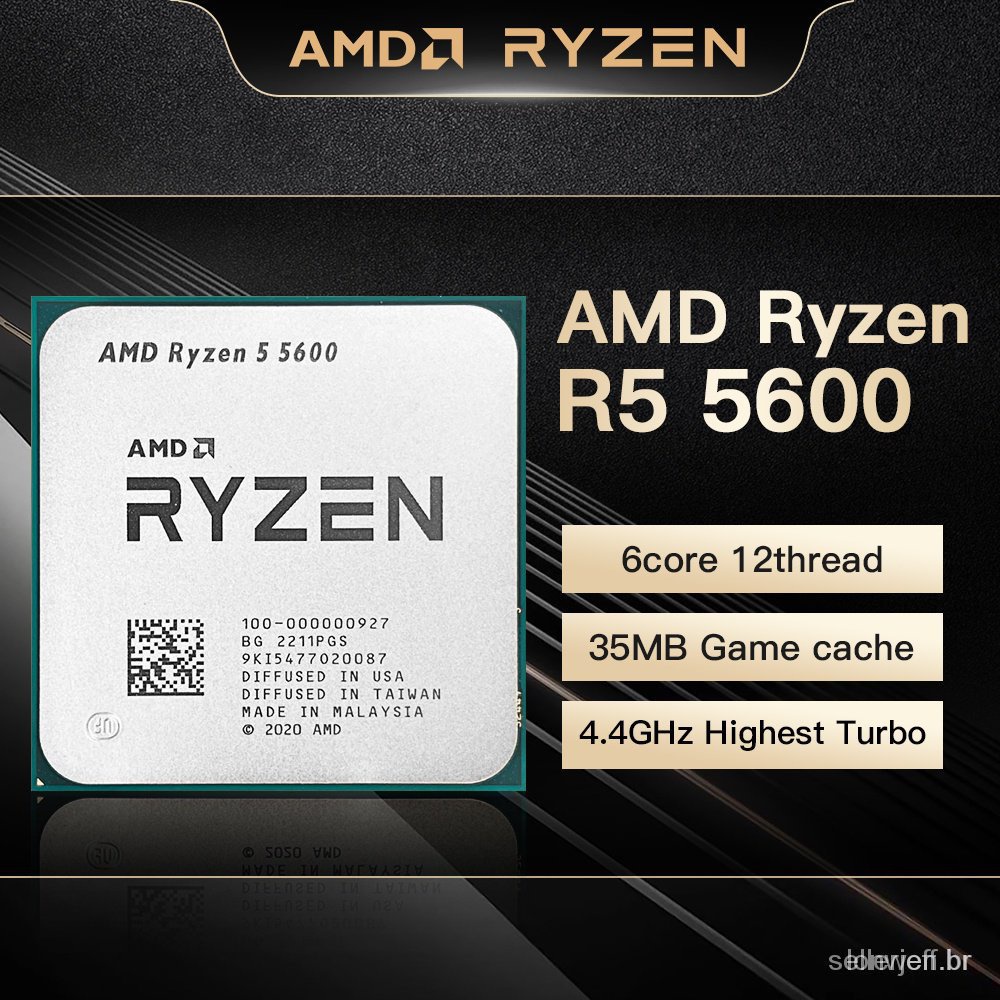 Amd Novo ryzen 5 5600 r5 5600 Processador De Soquete cpu am4 6 Pcs 12 ...