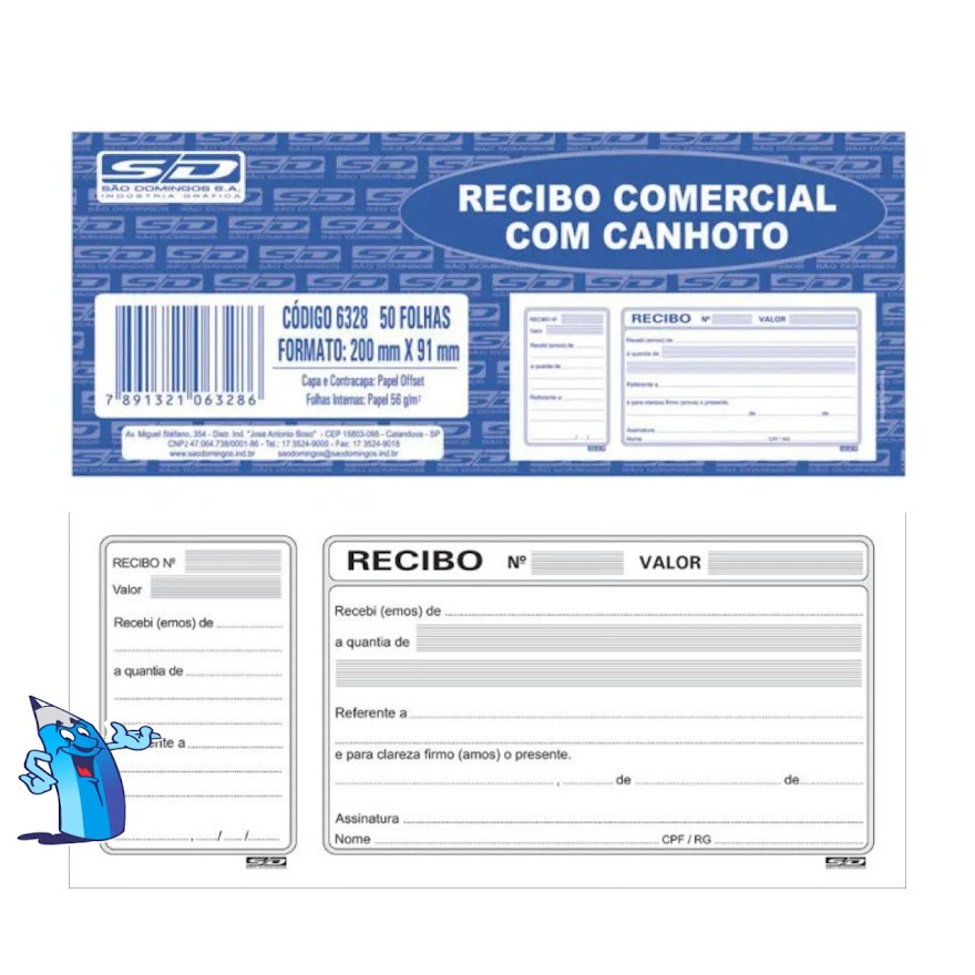 BLOCO RECIBO COMERCIAL COM CANHOTO 50 FOLHAS SAO DOMINGOS | Shopee Brasil
