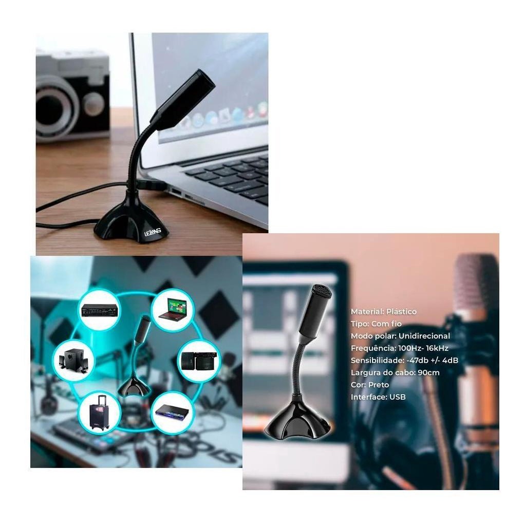 Microfone de mesa USB para Computador Notebook PC | Shopee Brasil
