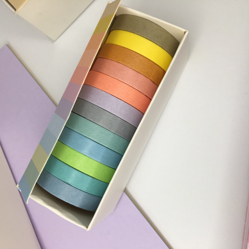 Kit Fita Adesiva Colorida C/ 12 Cores Tons Pastel Washi Tape | Shopee ...
