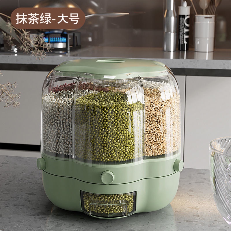 Six-grid separated rotating rice bucket household multifunctional ...