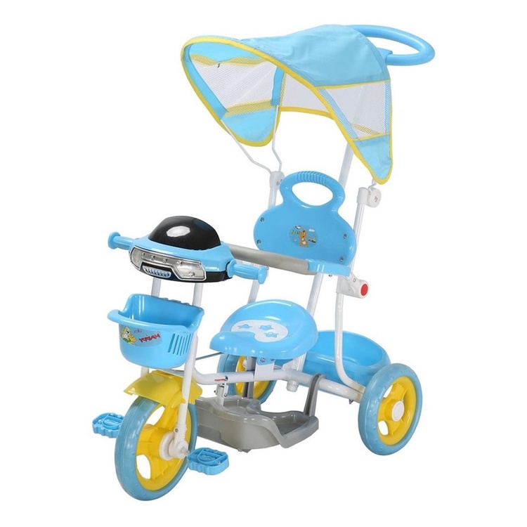 Triciclo Motoca Infantil Passeio com Empurrador Pedal Luz Som Capota ...